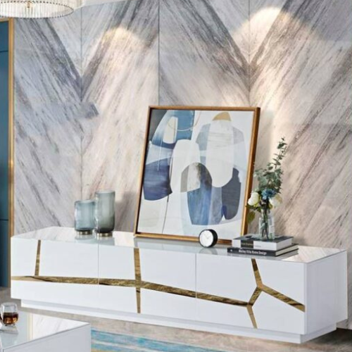 Hudson TV Stand/Plasma Stand (Glossy White/Gold) 200 cm – MHF Decor ...