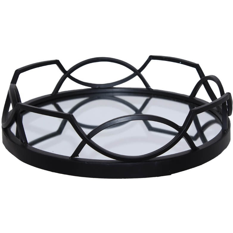 Black Round Tray (40 cm) – MHF Decor-Delights